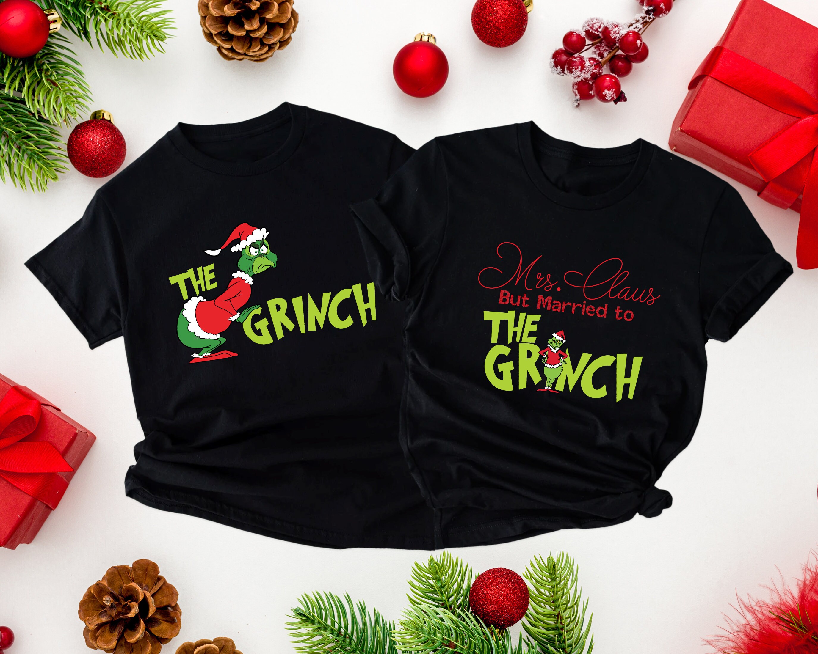 Mrs Claus but Married to the Grinch | Grinch Couple Shirt | Christmas ...