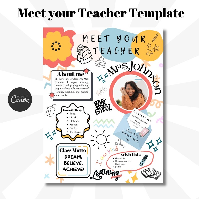 Meet the Teacher Editable I I Meet the Teacher Intro Template I ...