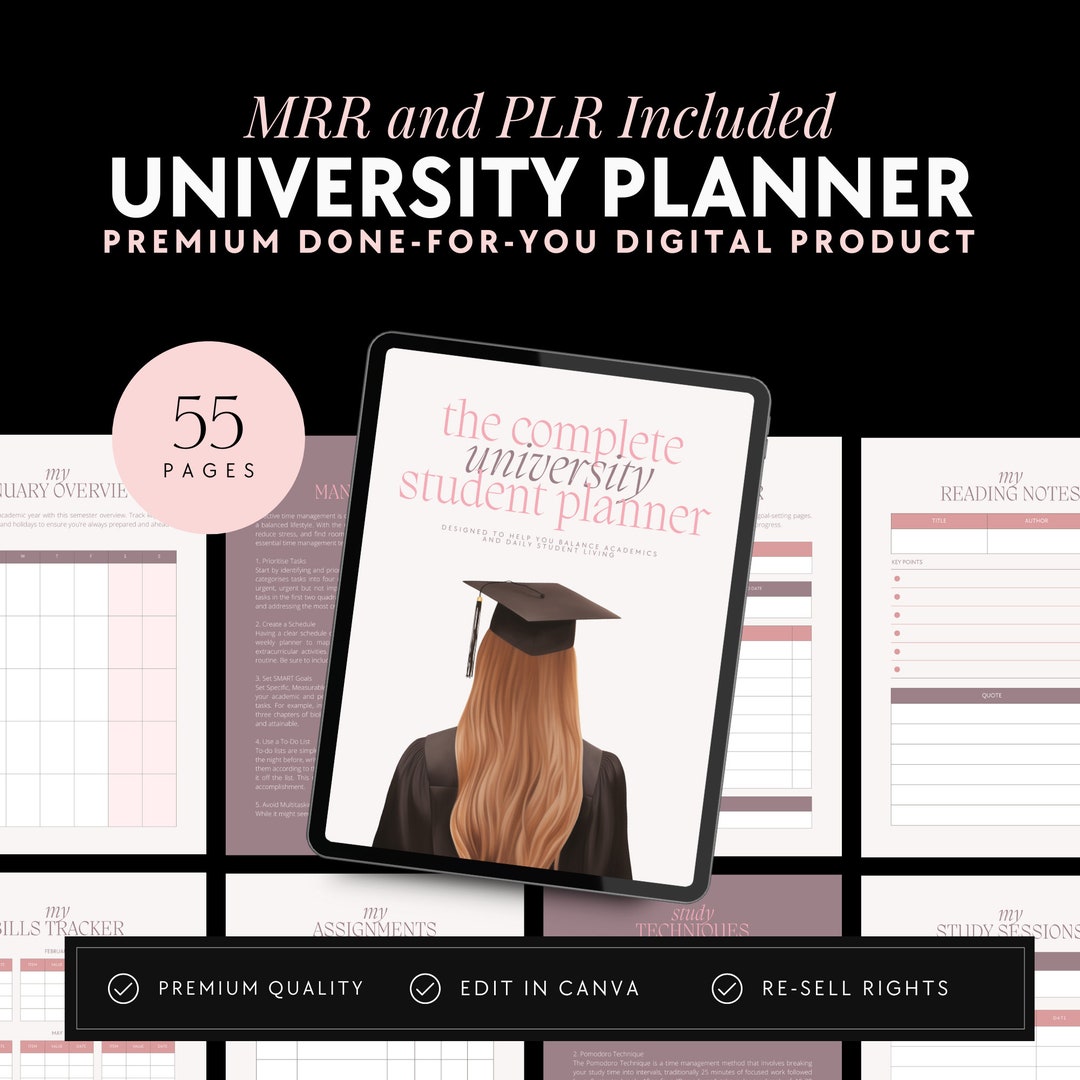 University Student Planner MRR // Master Resell Rights, Resell Digital ...