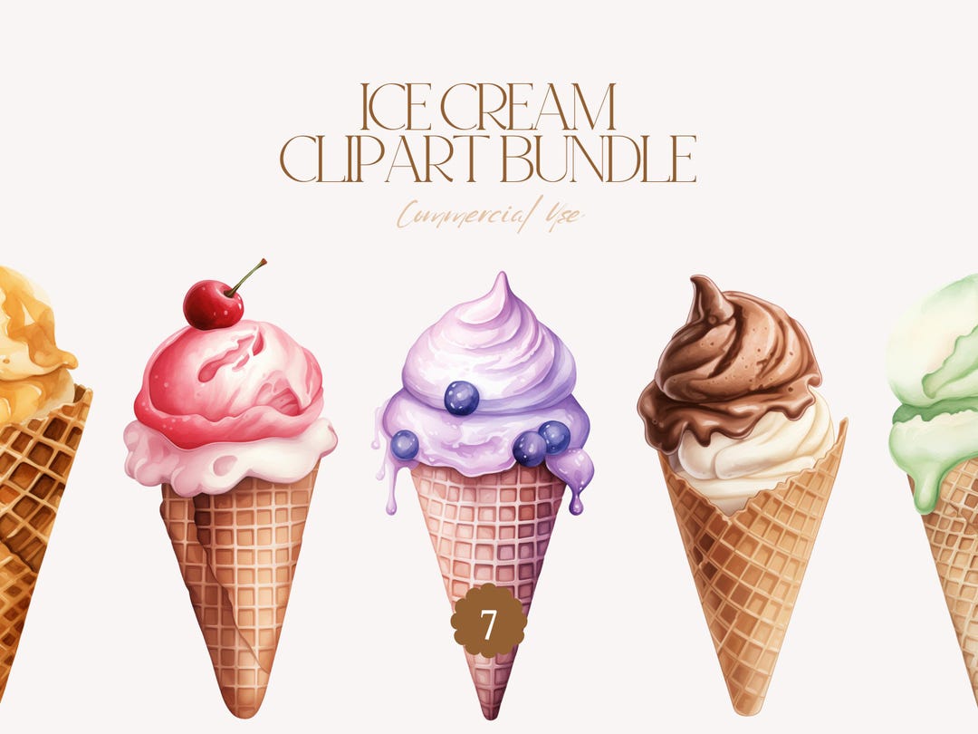 7 Ice Cream Summer Clipart Pngs // PNG, Scrapbook, Digital Stickers ...
