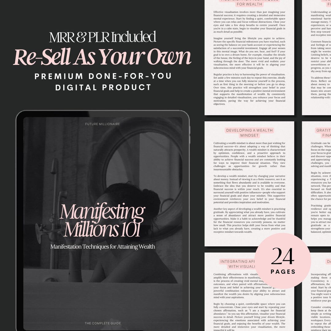 Manifesting Millions Ebook MRR // Master Resell Rights, Resell Product ...