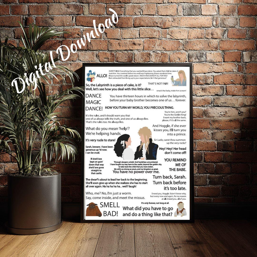 Labyrinth Quotes Print • Minimalist Movie Poster • Wall Art • Digital ...