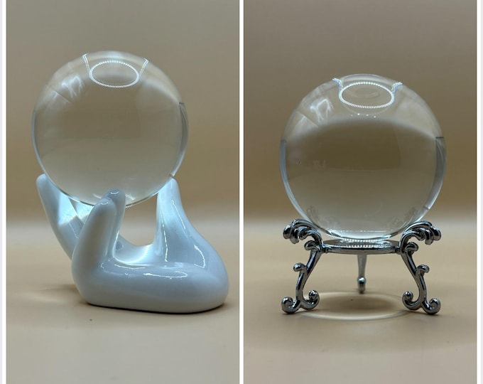 Crystal Clear Leaded Crystal Ball With Wood Stand Gazing Crystal Ball ...