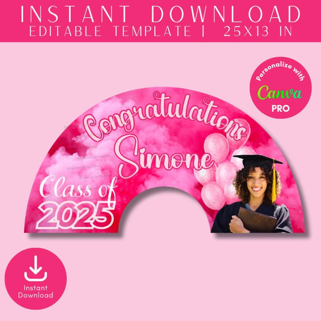 Graduation Pink Clack Fan Template, Clack Fan, Graduation Gift, Grad ...
