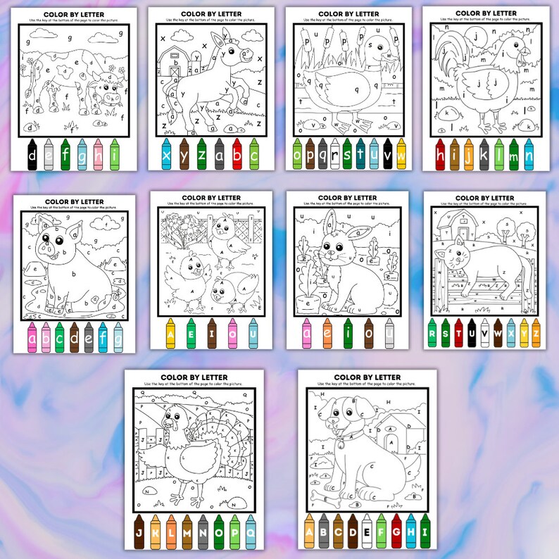 Printable Color by Number, Farm Animals, Preschool, Learning Fun, Kids ...