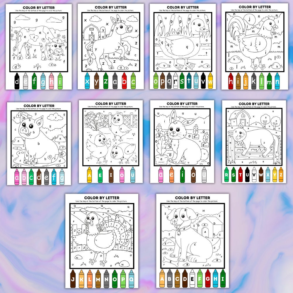 Printable Color by Number, Farm Animals, Preschool, Learning Fun, Kids ...