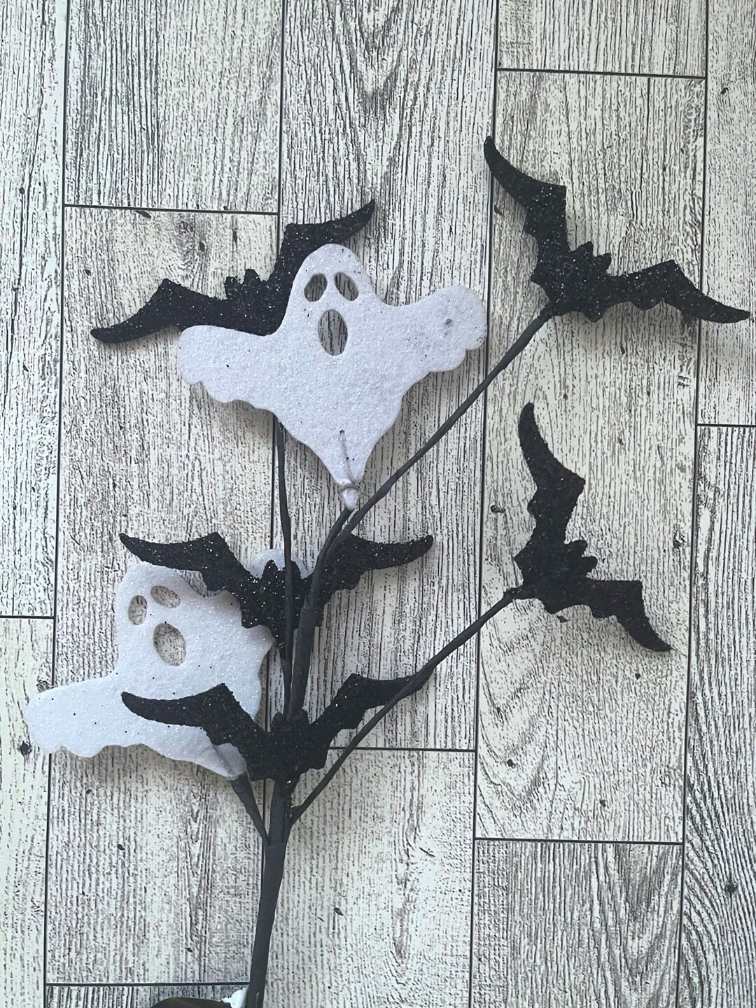 Glitter Bat and Ghost Pick, Halloween Embellishment, Wreath ...