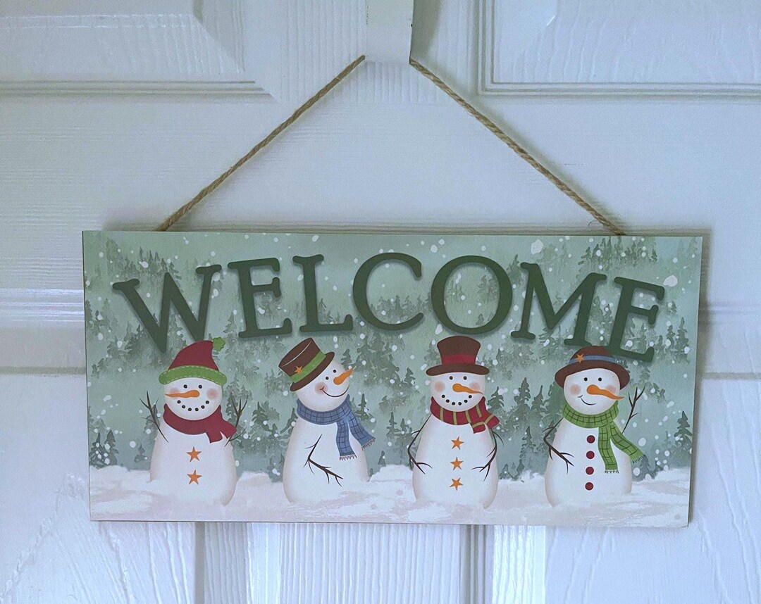 Welcome Wooden Snowman Wreath Sign, Snowmen, Winter Sign, Winter Snow ...