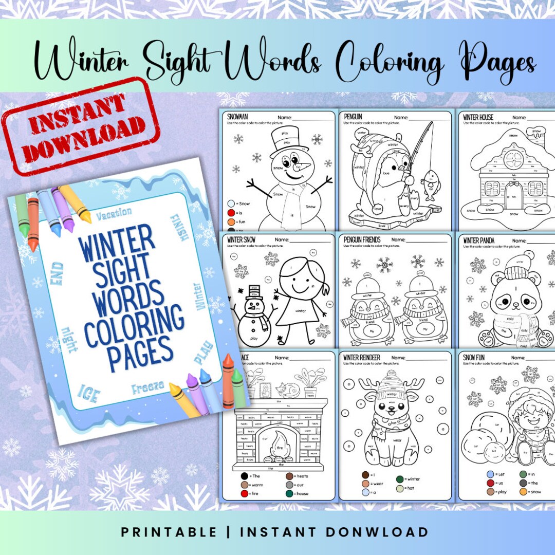 Winter Site Words Coloring Pages for Kids, Coloring, Indoor Activites ...