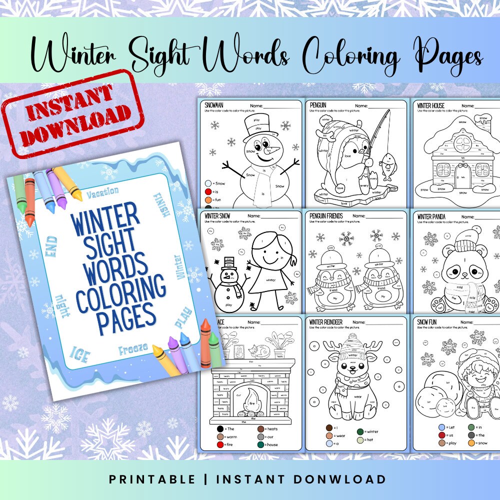 Winter Site Words Coloring Pages for Kids, Coloring, Indoor Activites ...