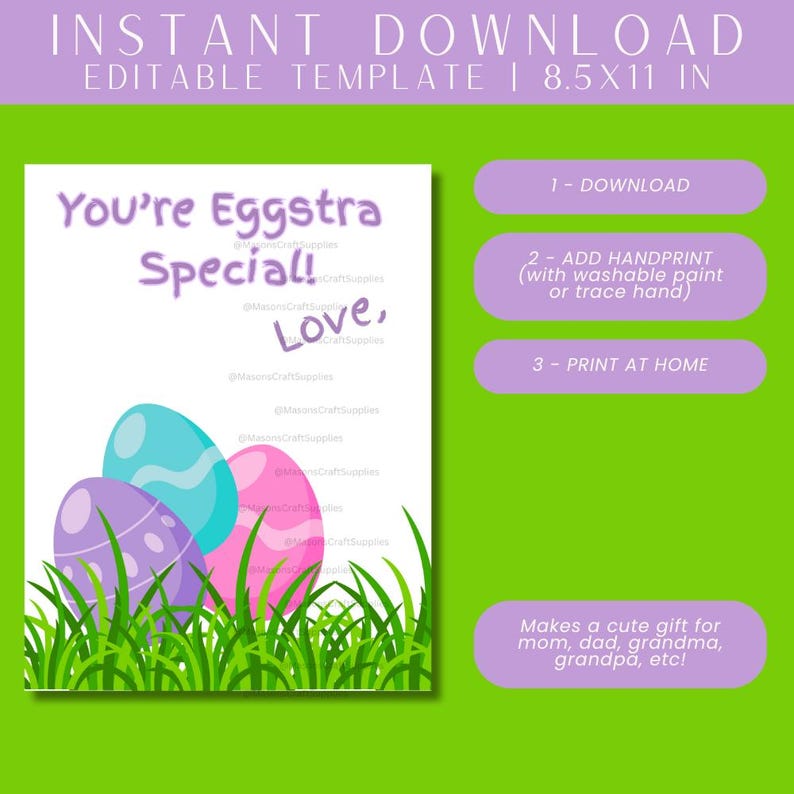 You're Eggstra Special Handprint Craft, Easter Printable for Kids ...
