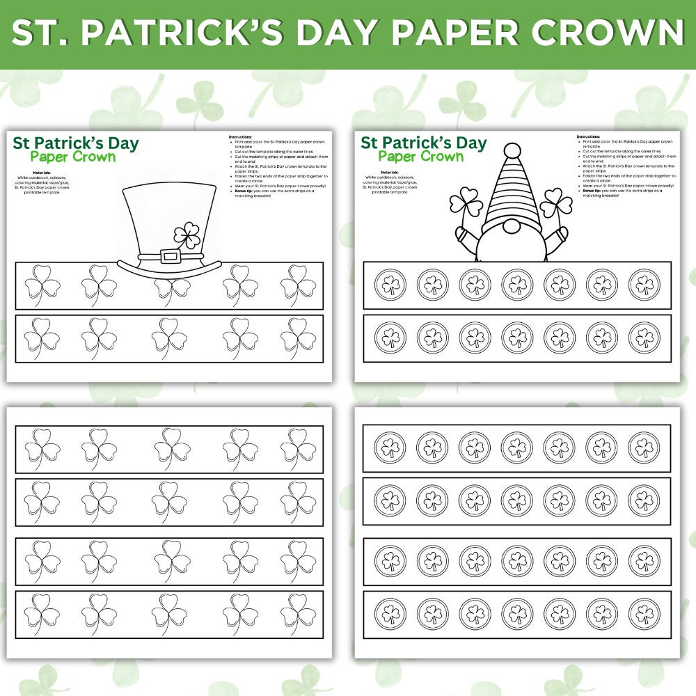 St. Patrick's Day Craft for Kids, Paper Crown, Activities for Kids ...