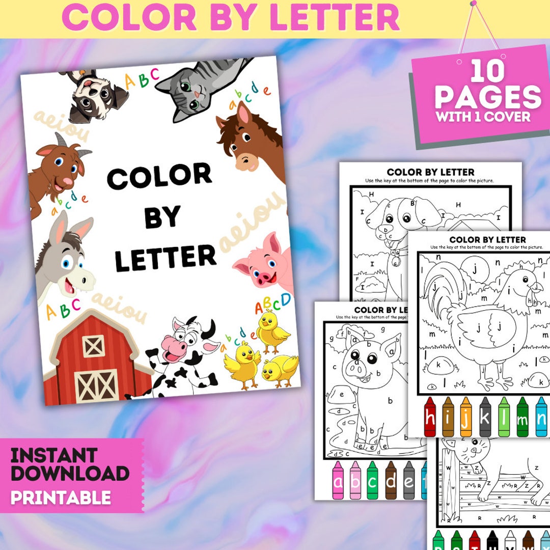 Printable Color by Number, Farm Animals, Preschool, Learning Fun, Kids ...