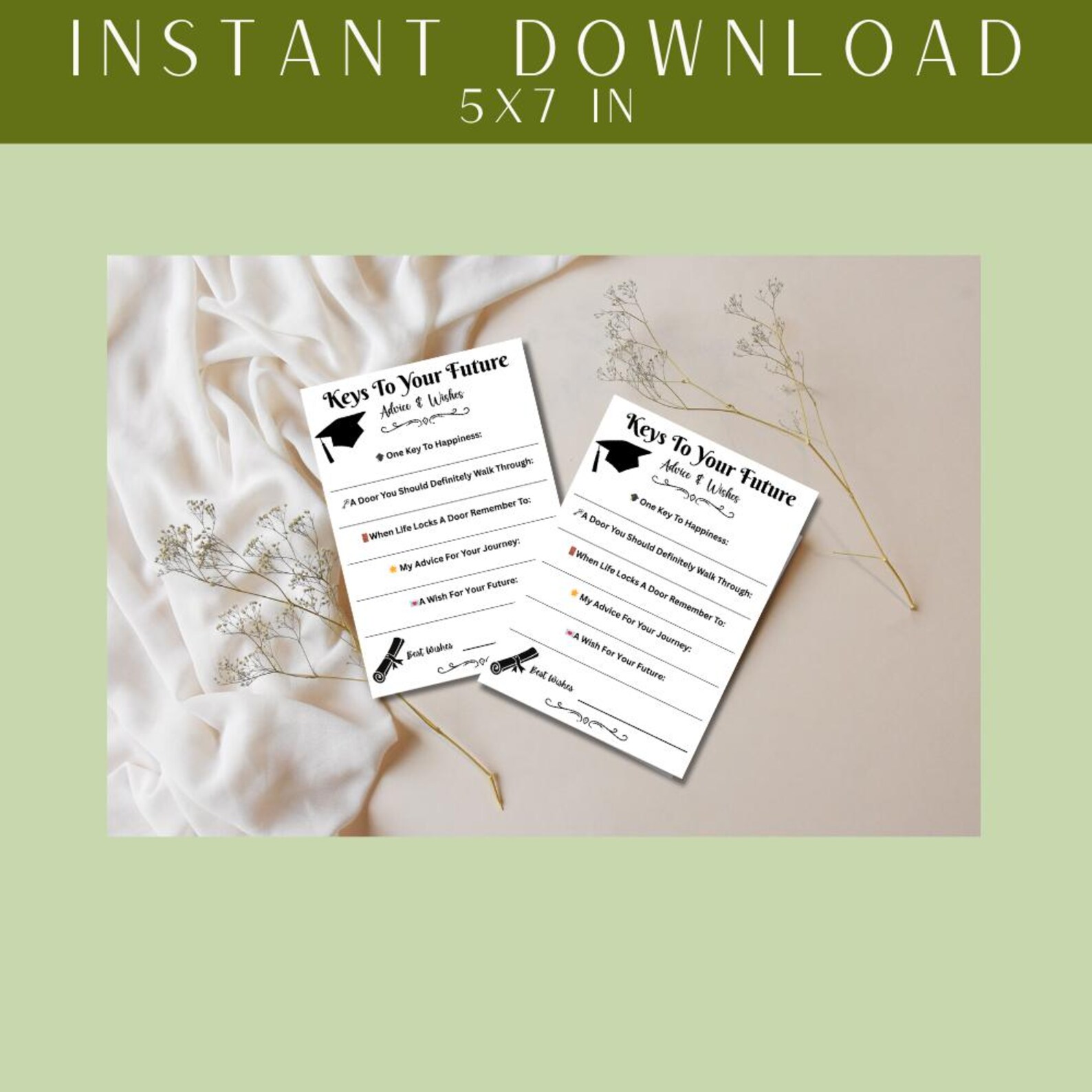 Graduation Advice and Wishes Card, Grad, Graduation Party, Printable ...