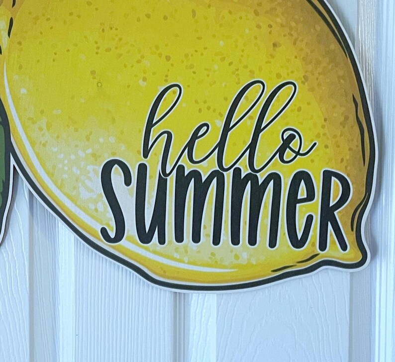 Hello Summer Lemon Wooden Door Hanger 22", Lemons Door Hanger, Door ...