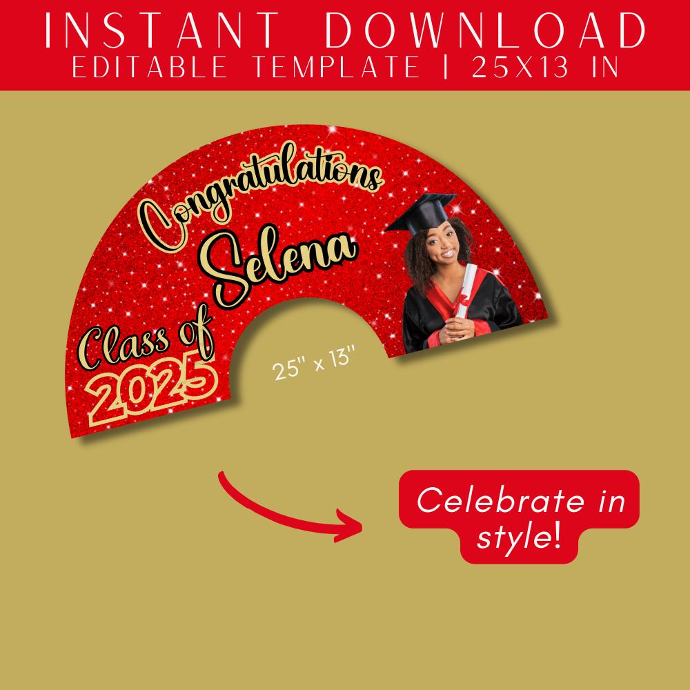 Black and Red Graduation Clack Fan Template, Clack Fan, Grad Gift ...