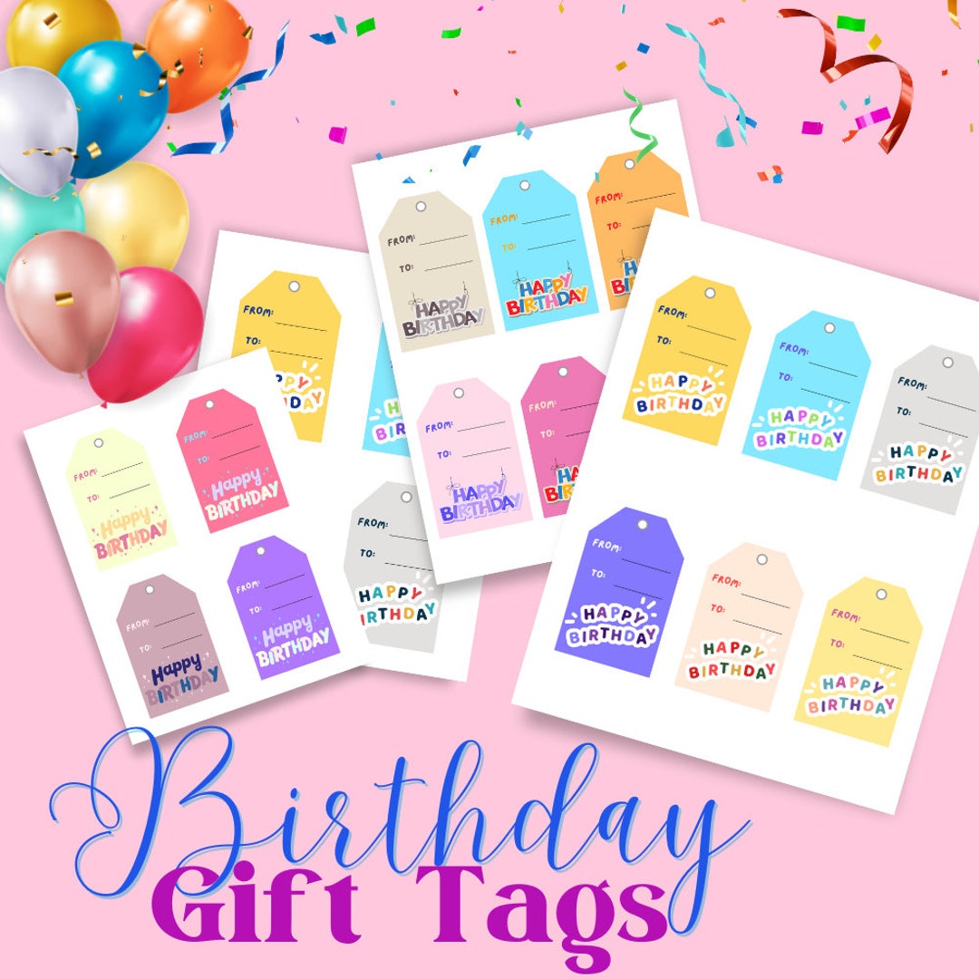 Printable Happy Birthday Gift Tags, Family Gift Tag, Birthday Present ...