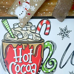 Hello Winter Wooden Round Door Hanger With Hot Cocoa, 18" Round Winter ...