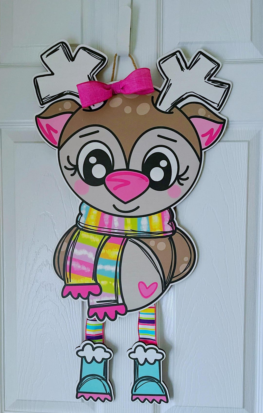 Winter Reindeer Door Hanger, Winter Decor, Reindeer, Holiday Decor ...