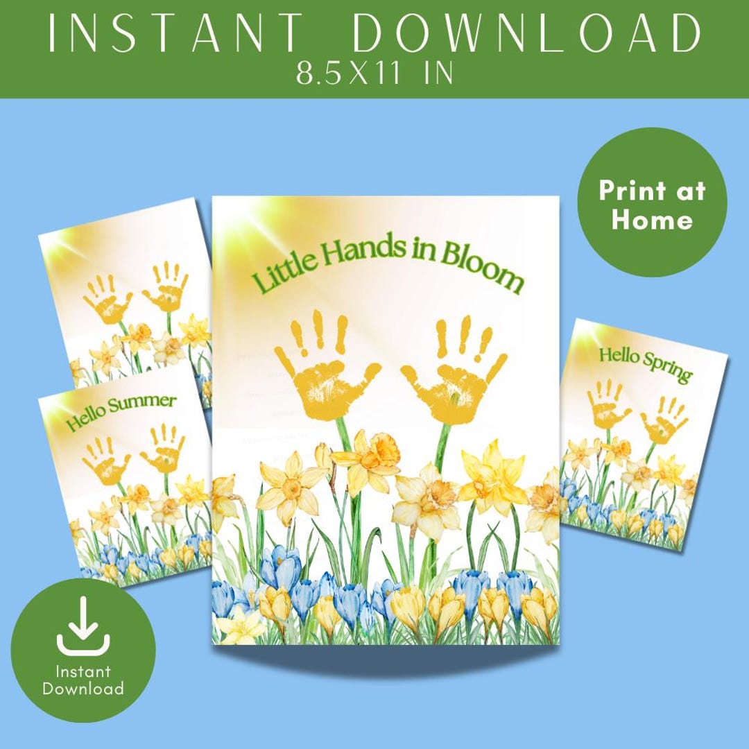 Spring Handprint Craft Keepsake, Kids Printable Art, Little Hands in ...