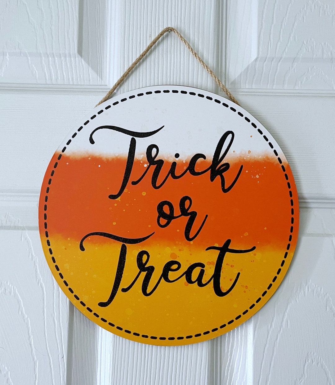 Trick or Treat Wooden Round Wreath Sign, Halloween Wreath Sign, Home ...