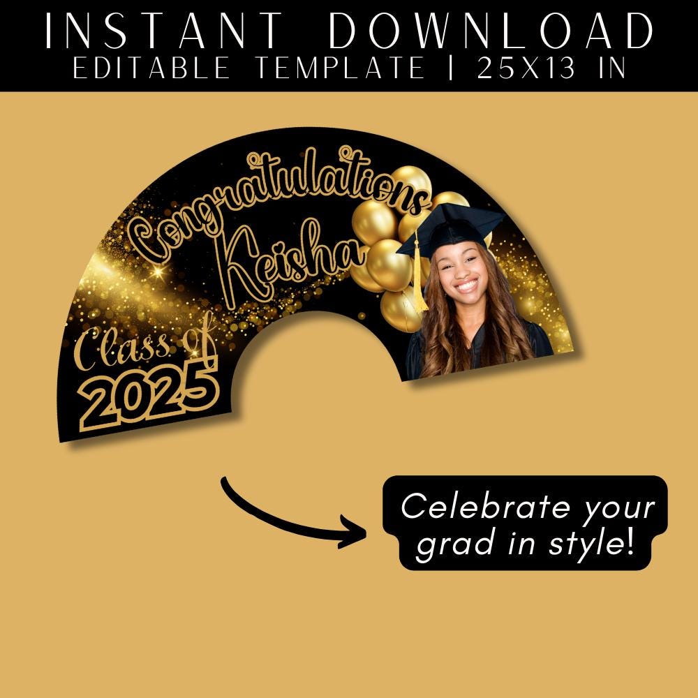 Graduation Black Gold Clack Fan Template, Clack Fan, Graduation Gift ...