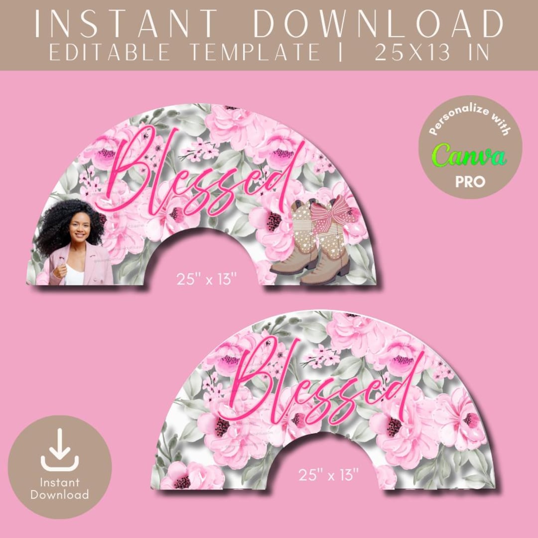 Blessed Pink Floral Clack Fan Template, Clack Fan, Blessed Gift, Gift ...