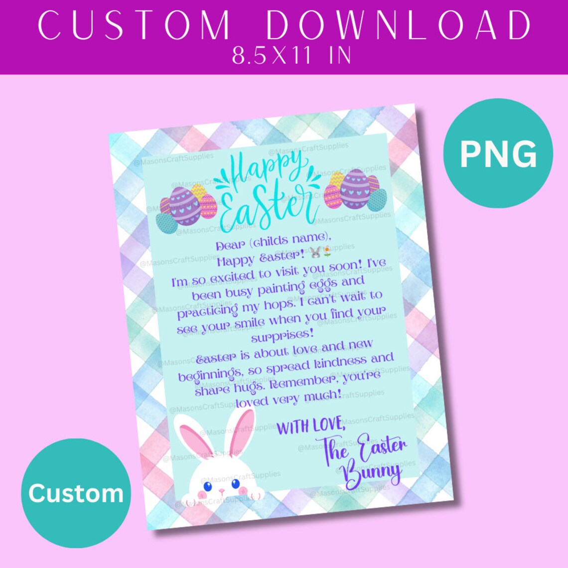 Custom Easter Bunny Letter, Easter Gift, Easter Bunny, Easter Basket ...