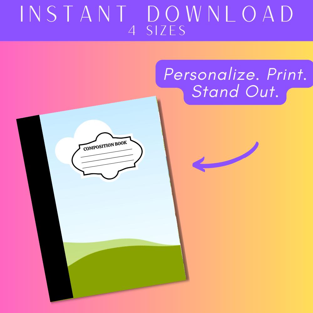 Composition Notebook Template, Canva Template, Editable, Composition ...