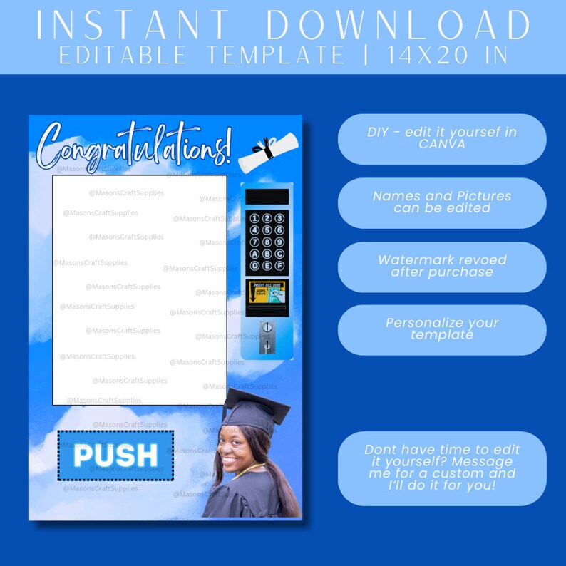 2026 Graduation Vending Machine Template, Graduation, Grad, DIY Craft ...