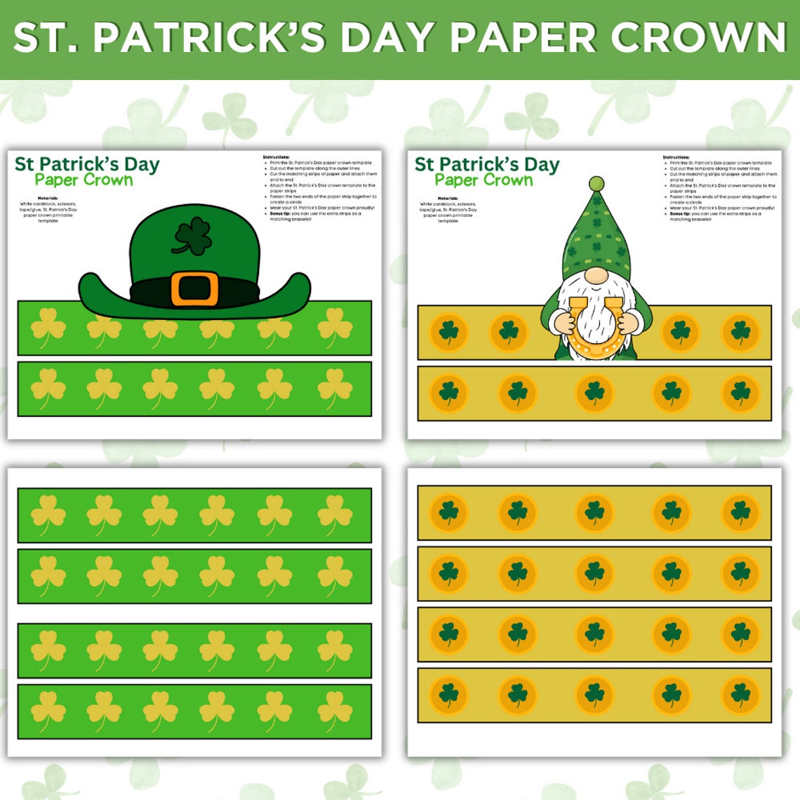 St. Patrick's Day Craft for Kids, Paper Crown, Activities for Kids ...