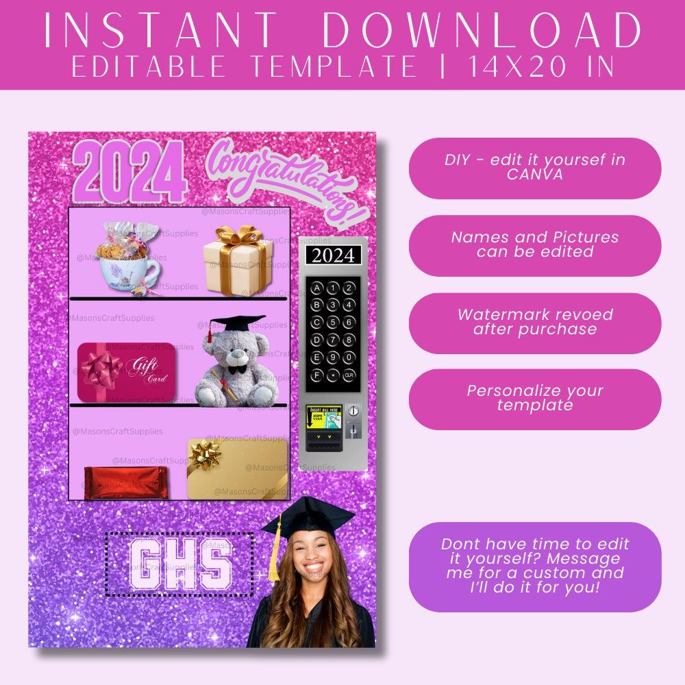 Graduation Vending Machine Template, Graduation, Grad, DIY Craft, Do It ...