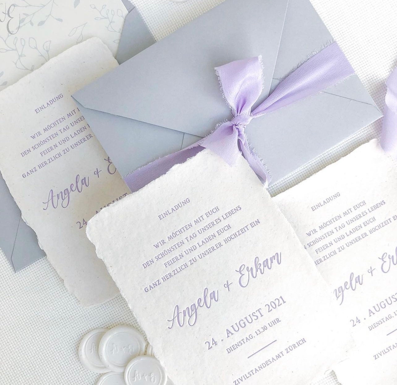 Floral Wedding Invitation, Wedding Invitation With Ribbon, Wedding ...