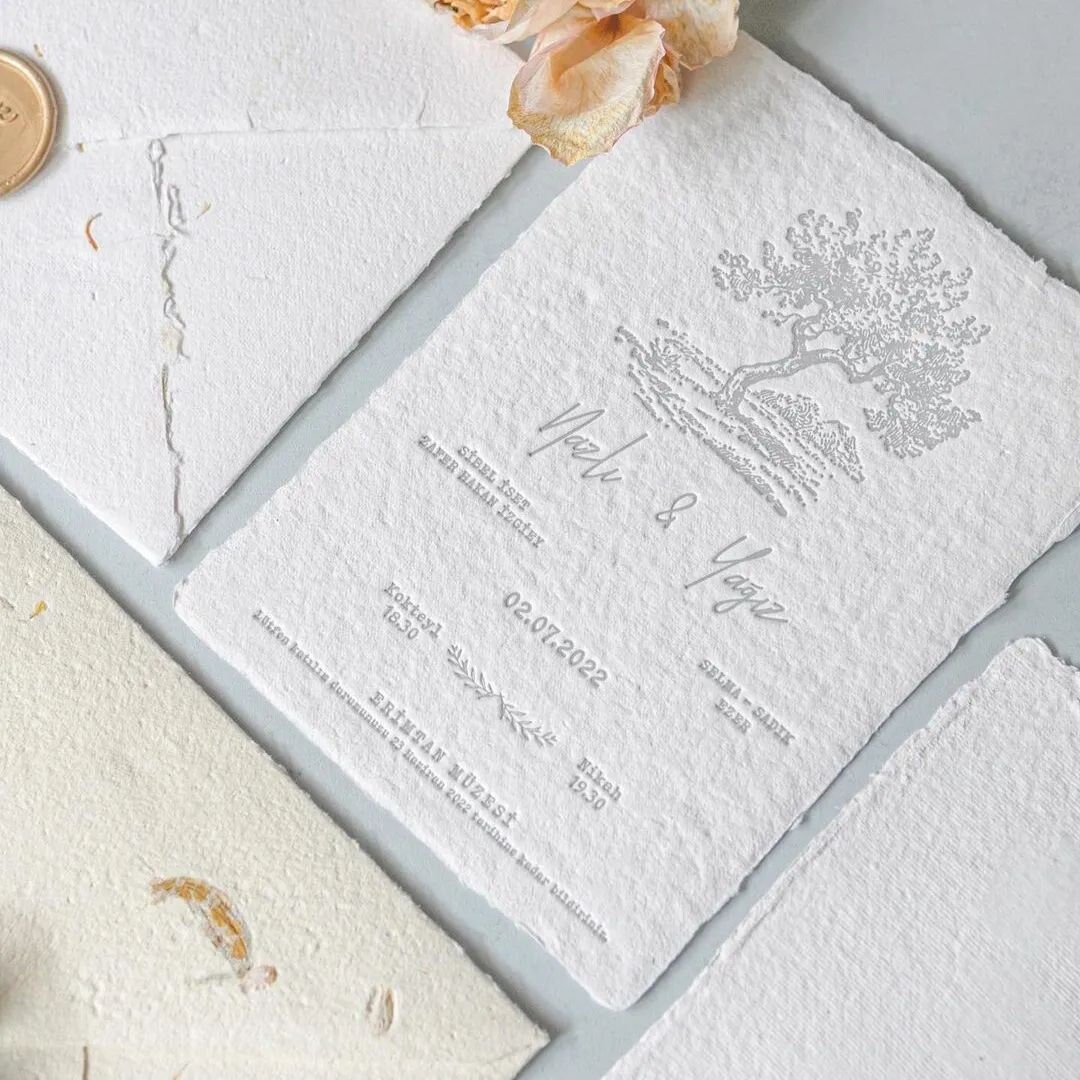 Handmade Paper Wedding Invitations, Modern Invitations, Minimalist ...
