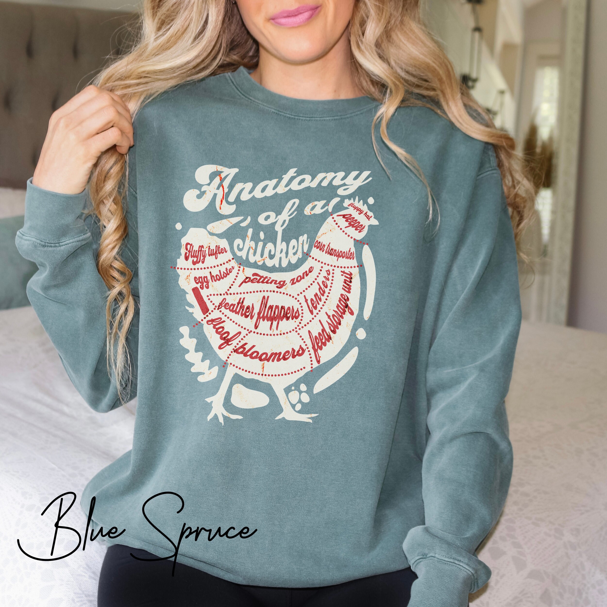 Anatomy of A Chicken Comfort Colors Sweatshirt, Funny Retro Chicken ...