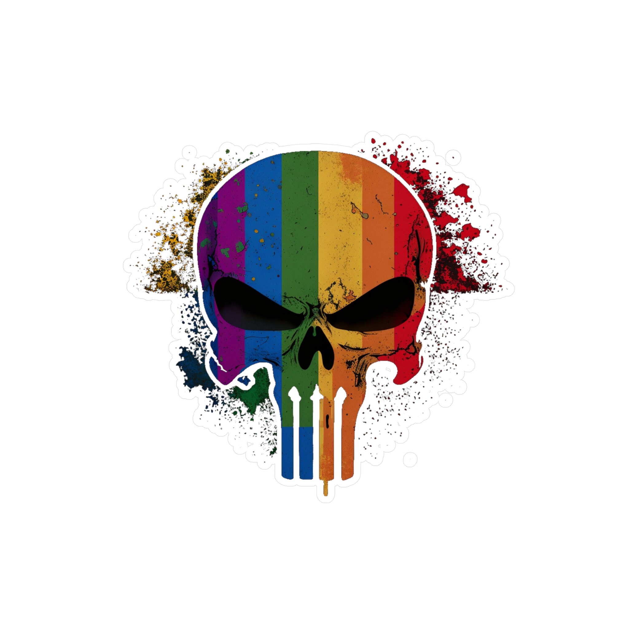 Artistic LGBTQ Pride Punisher Skull Sticker Vibrant & Unique Design ...