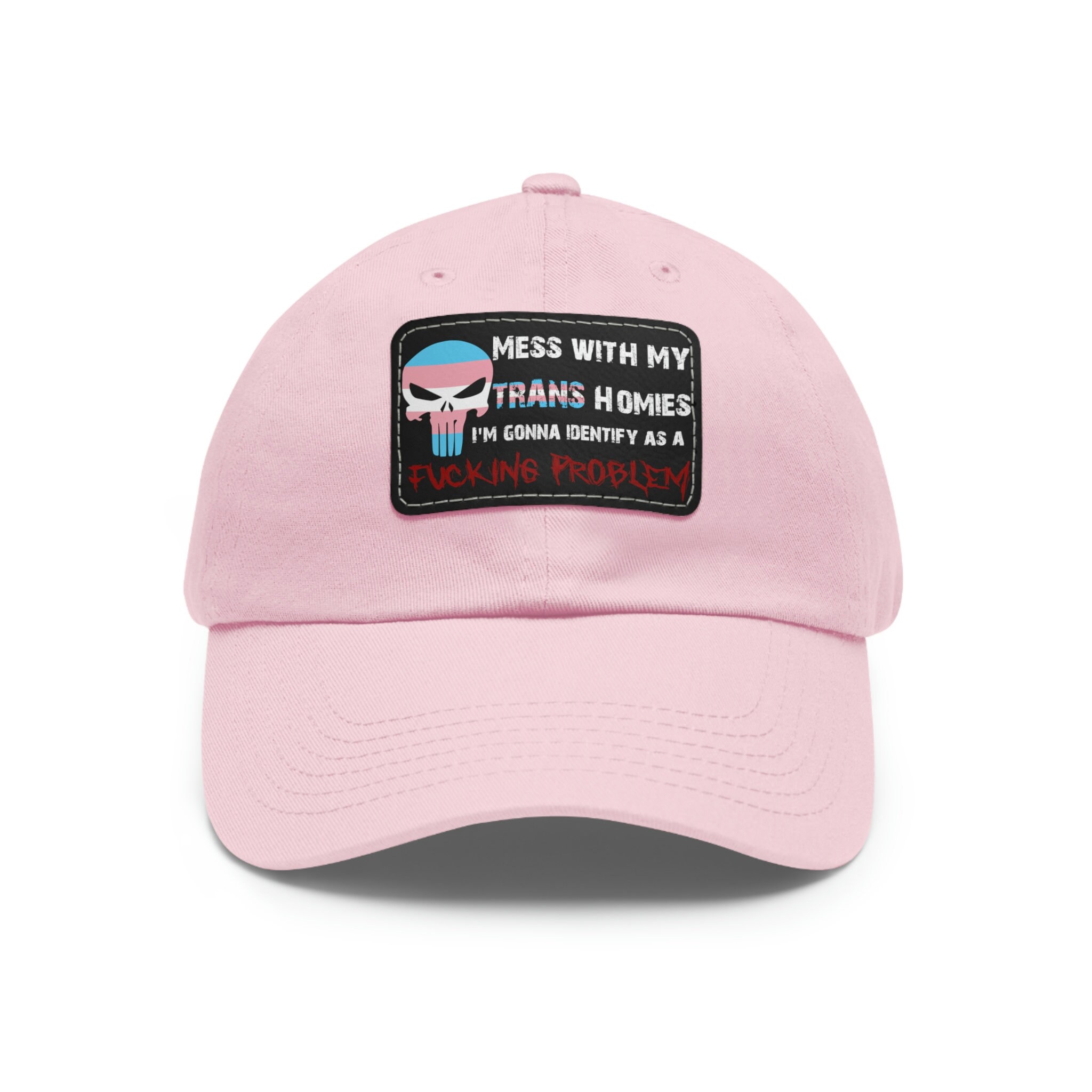 LGBTQ Trans Pride Punisher Skull Dad Hat Rectangle Leather Patch ...