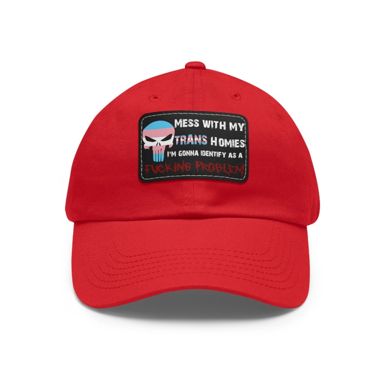 LGBTQ Trans Pride Punisher Skull Dad Hat Rectangle Leather Patch ...