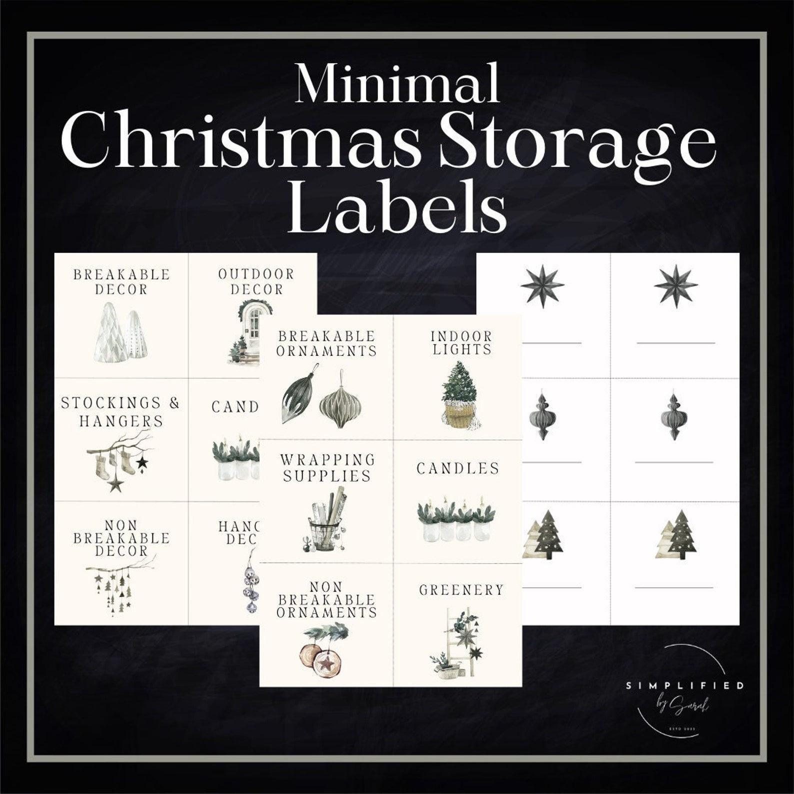 Christmas Storage Labels, Christmas Organization, Minimalist, Labels ...