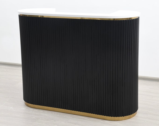 58 Black Tambour Reception Desk Free Shipping K9001-BLACK-WHITE - Etsy