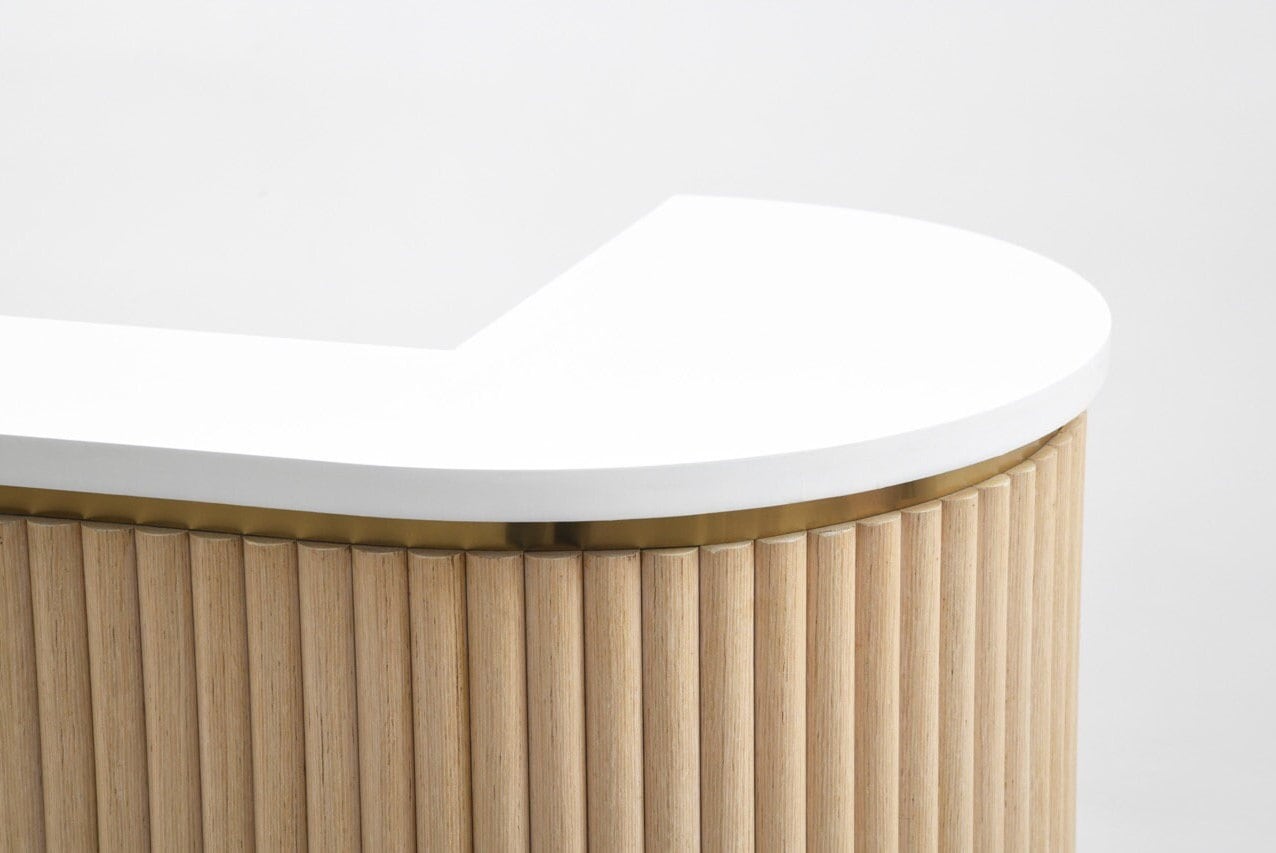 58 Natural Oak Tambour Reception Desk Free Shipping - Etsy