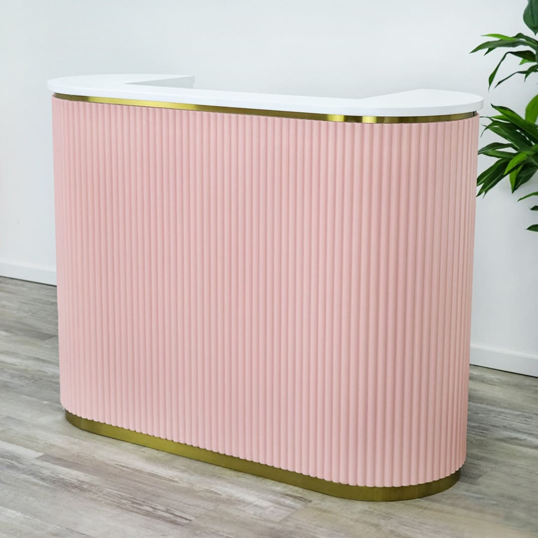 Pink reception desk store
