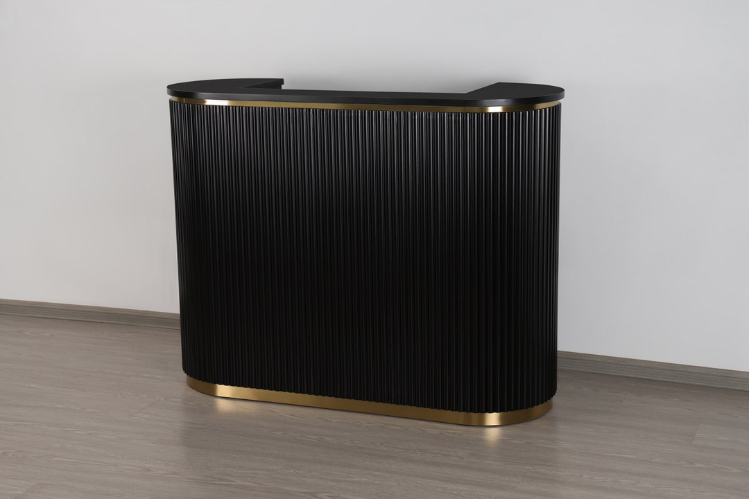 58" All Black Tambour Reception Desk - Free Shipping (K9001-ALLBLACK ...