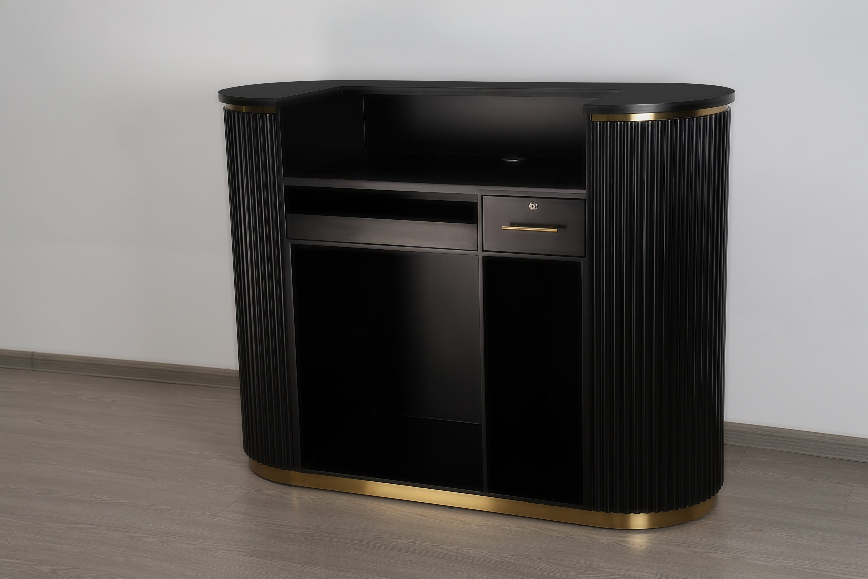 Mila Black Tambour Reception Desk - Large (58") - Etsy