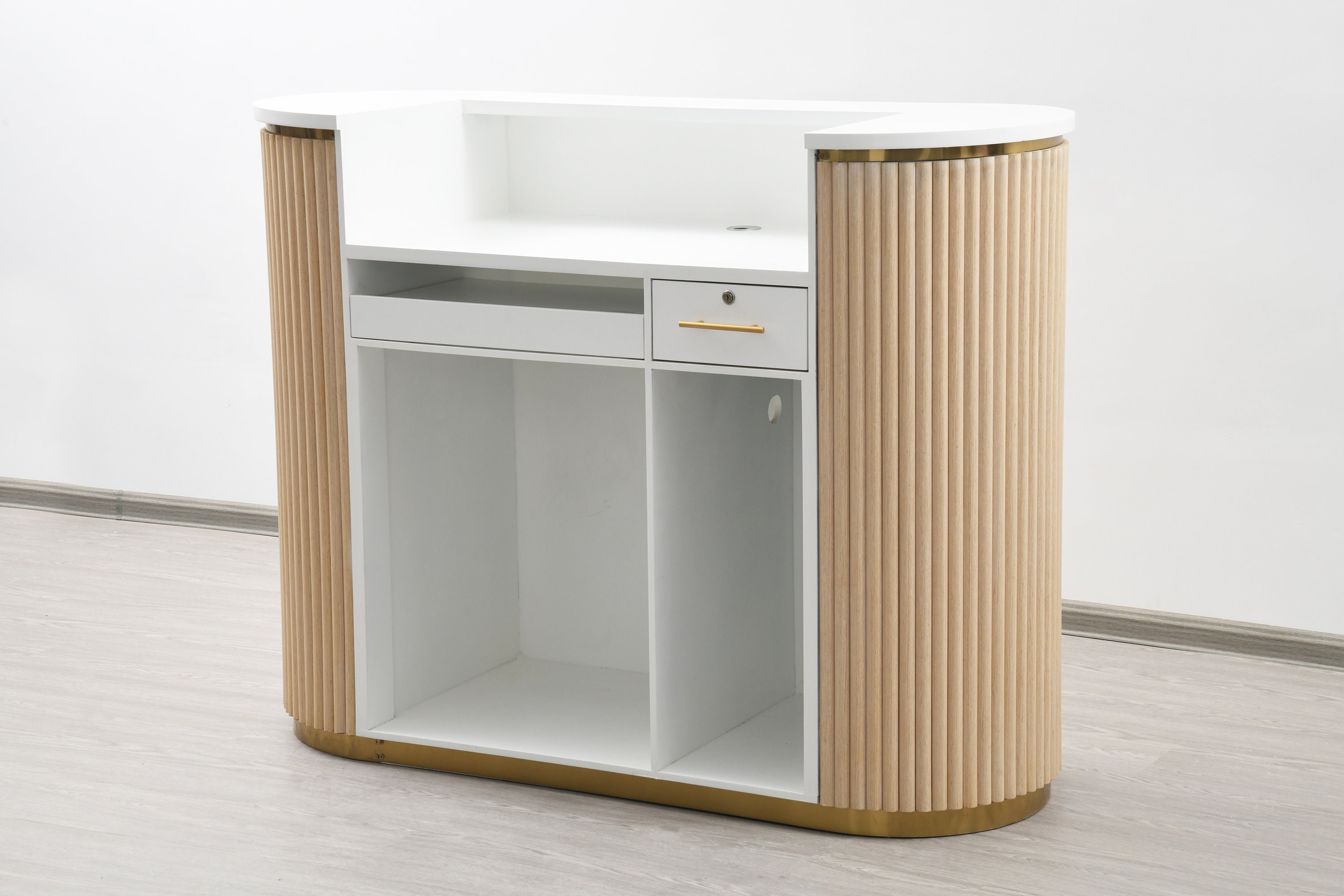 58 Natural Oak Tambour Reception Desk Free Shipping K9001-NATURALOAK - Etsy