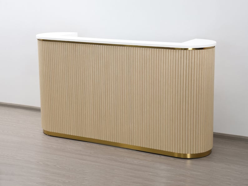 Mila - Natural Oak Tambour Reception Desk - Grand (83") - Etsy