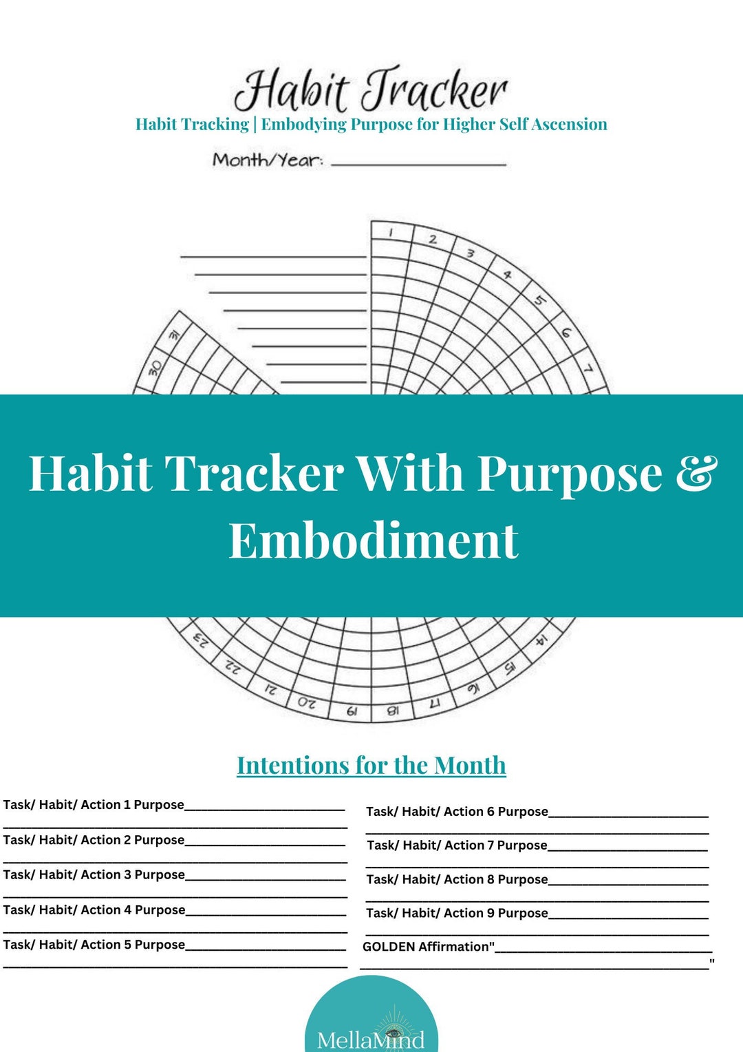Habit Tracker Wheel Printable Monthly Habit Tracker Worksheet Print ...