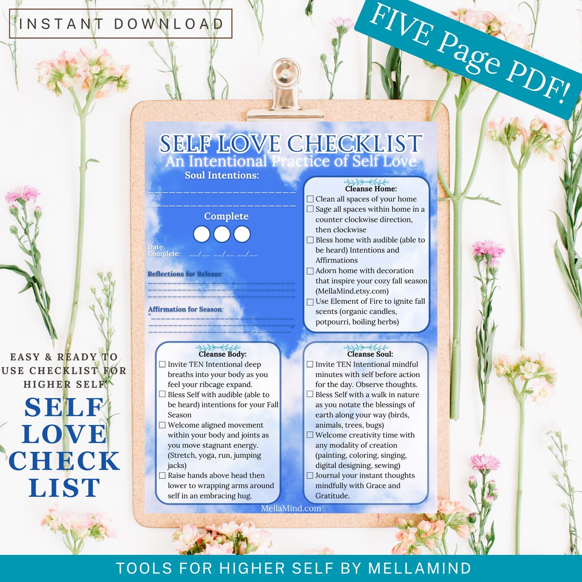 Download Self Love Checklist Cleanse Guide PDF Print Checklist for Self ...