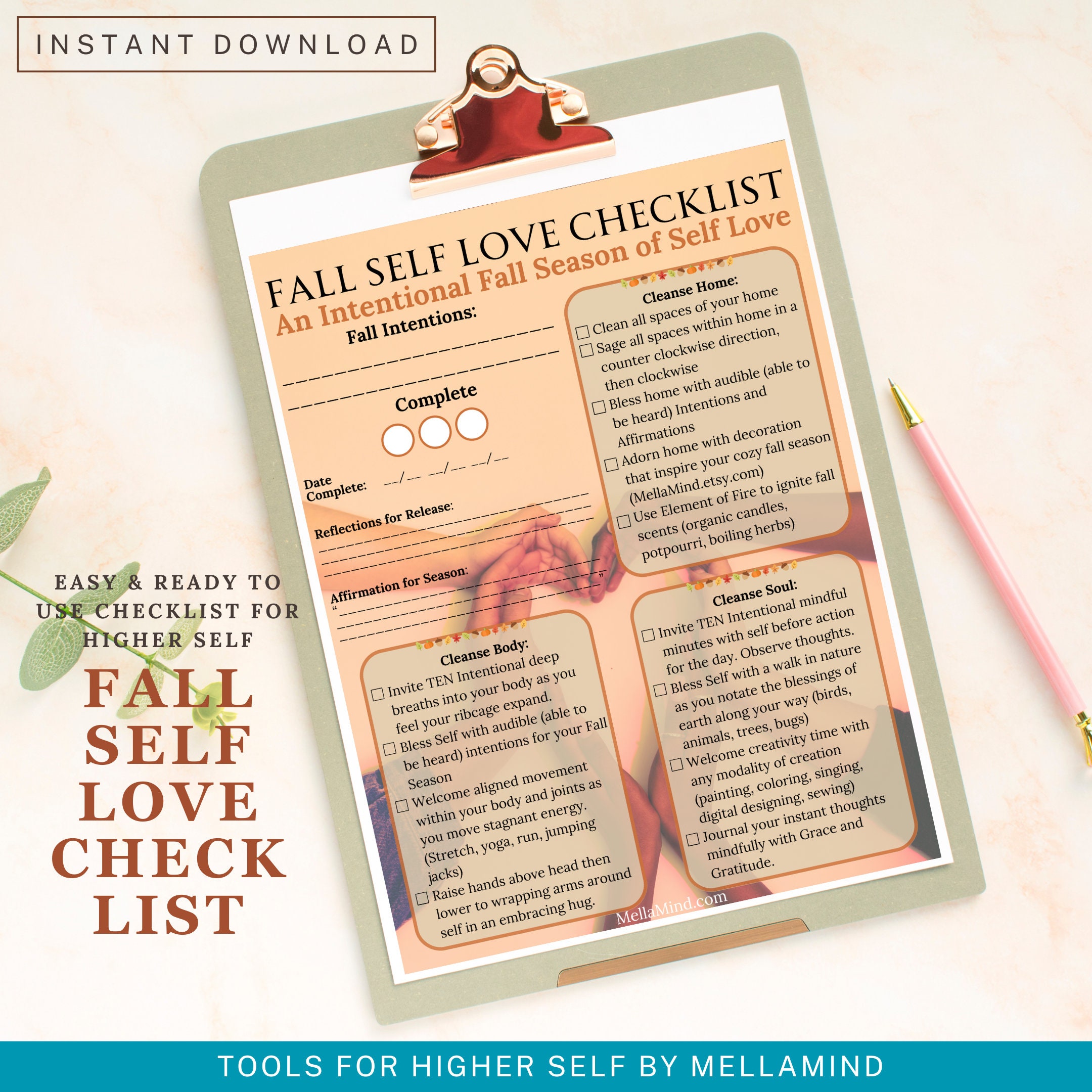 Checklist PDF Self Love Guide Download Fall Checklist for Higher Self ...