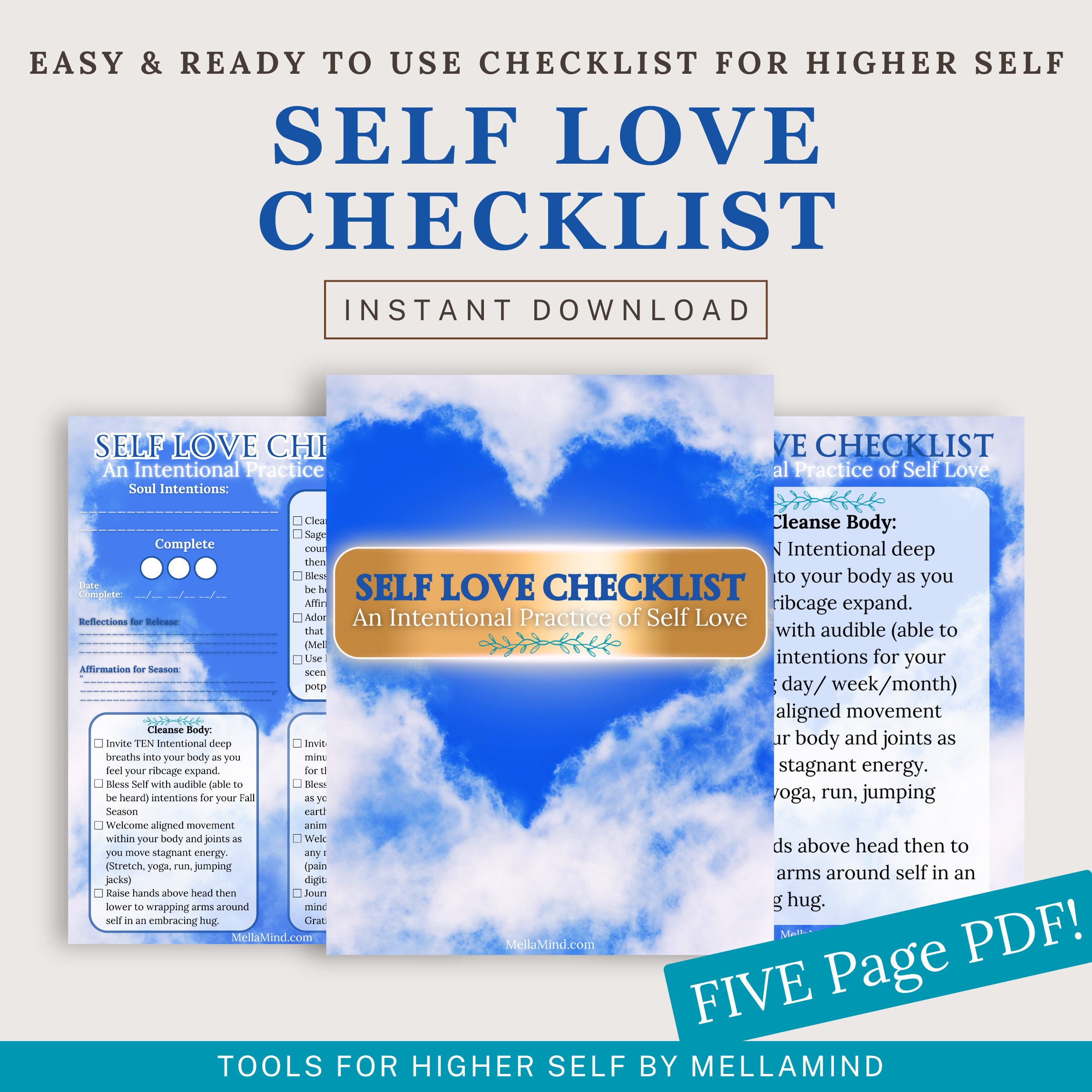 Self Love Checklist Printable Worksheet Package for Self Love Print ...
